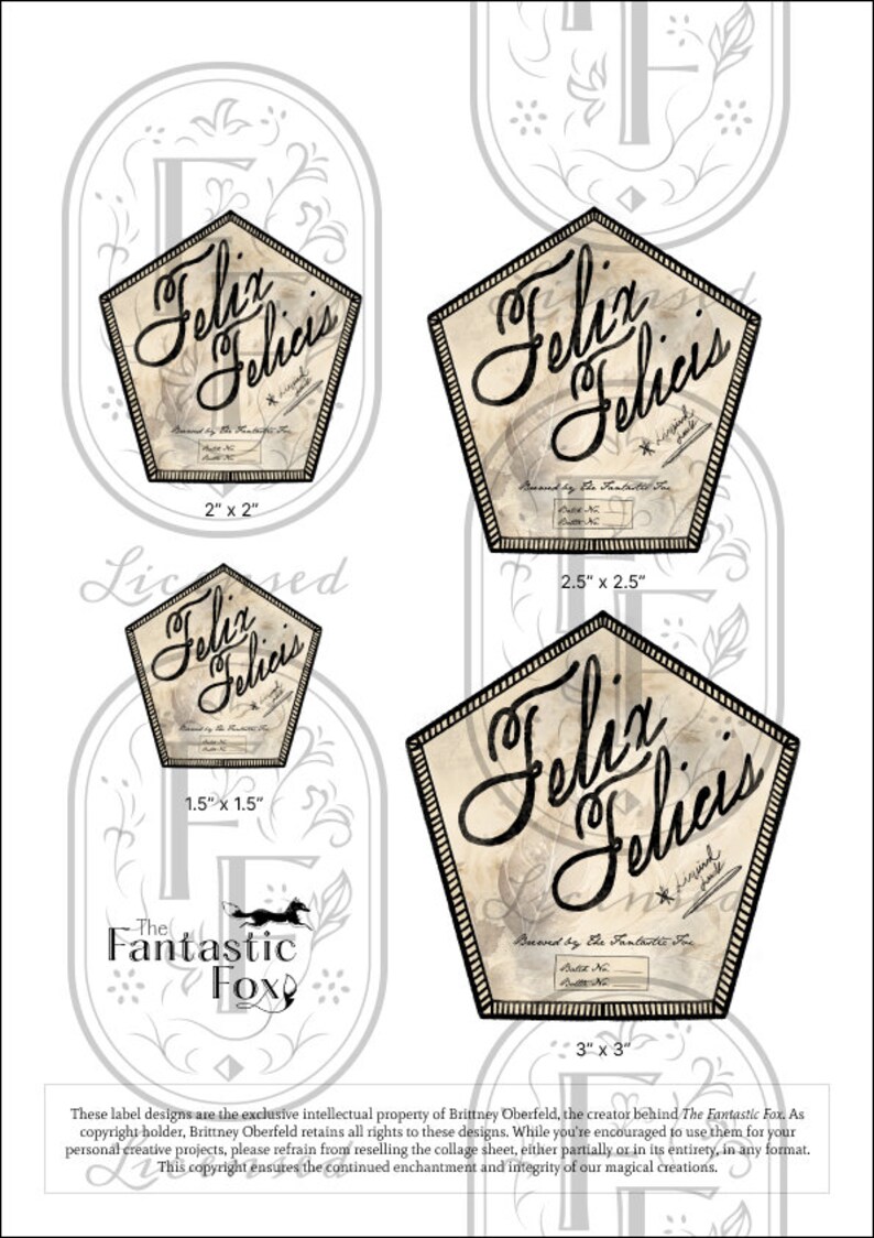 Felix Felicis Potion, Liquid Luck, Printable Vintage Labels, Potions ...