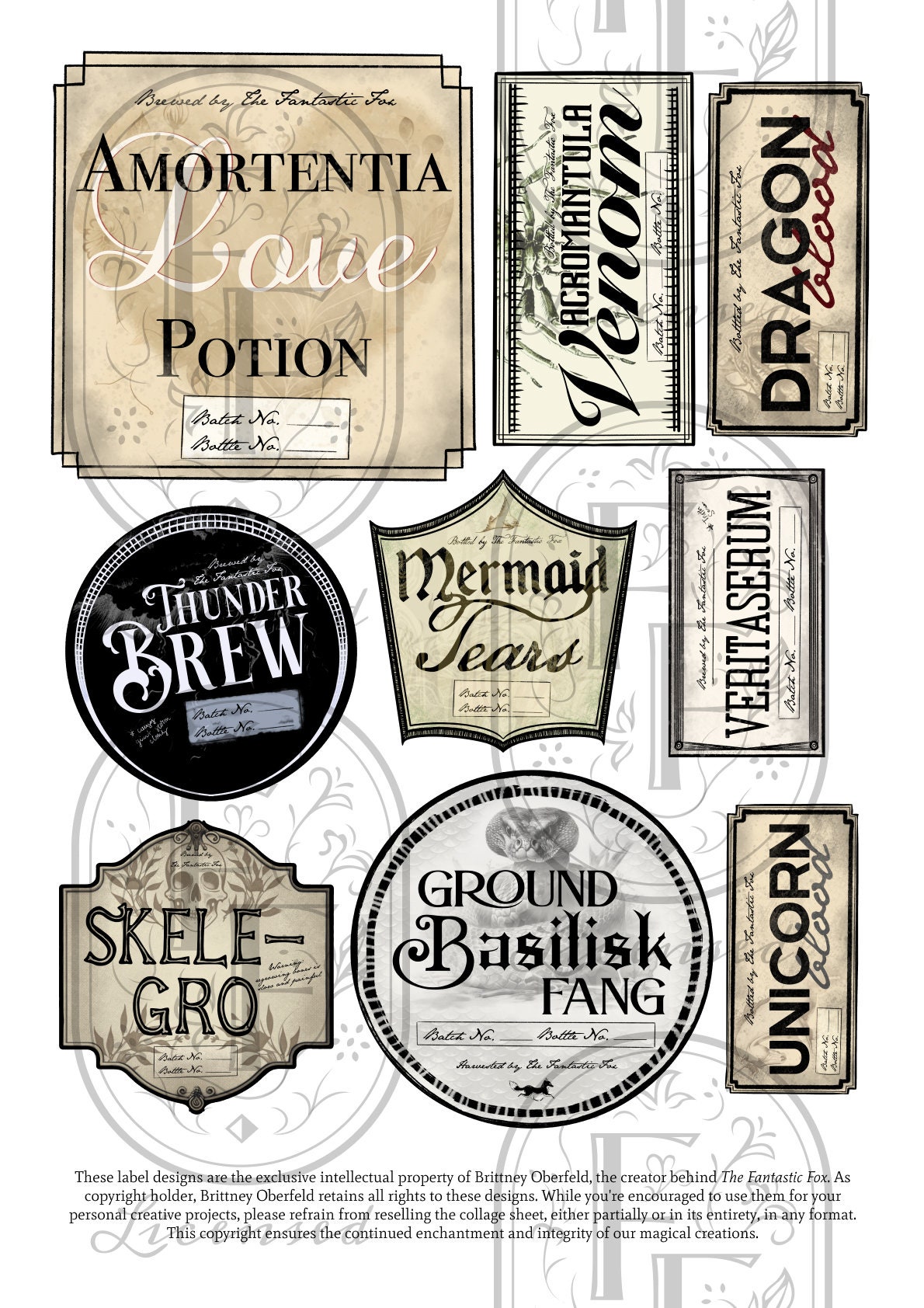 Printable Vintage Potion Labels, Wizarding World, Witches, Apothecary ...