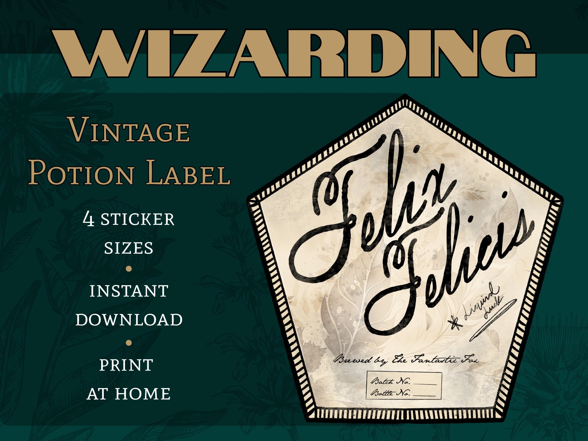Felix Felicis Potion, Liquid Luck, Printable Vintage Labels, Potions ...