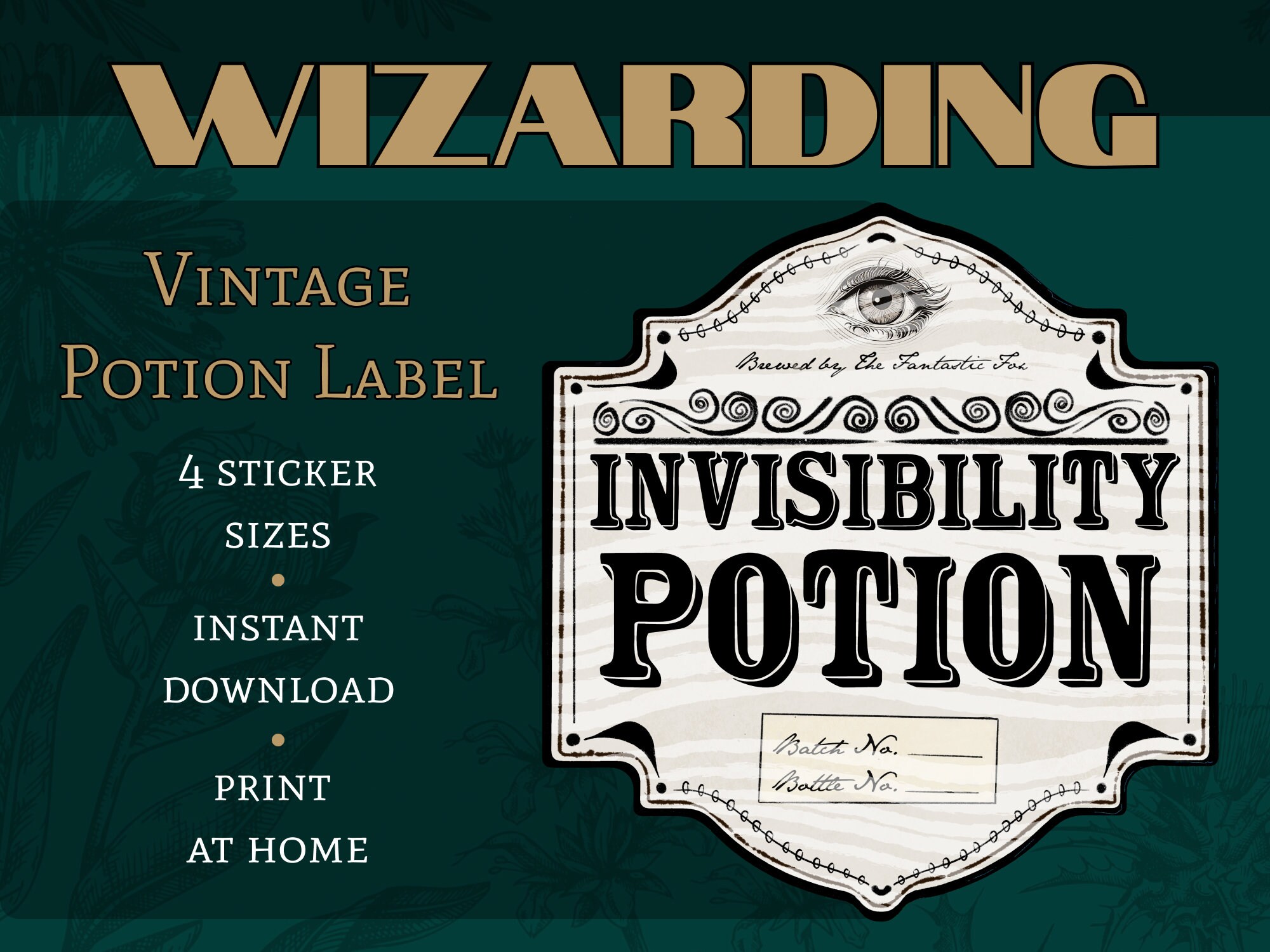 Invisibility Potion, Printable Vintage Labels, Potions, Wizard ...