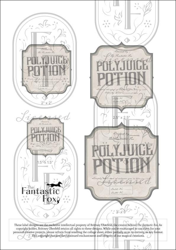 Polyjuice Potion, Printable Vintage Labels, Potions, Wizarding World ...