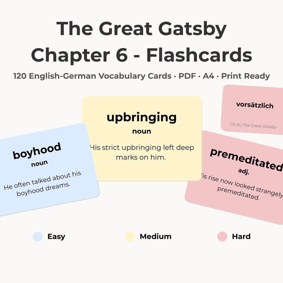 The Great Gatsby Chapter 6 English Vocabulary Flashcards (DE/EN ...