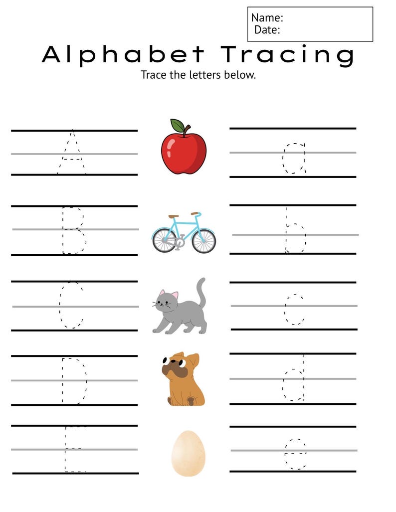 Alphabet Tracing Worksheets | ABC Letter Recognition, Beginning Sounds ...