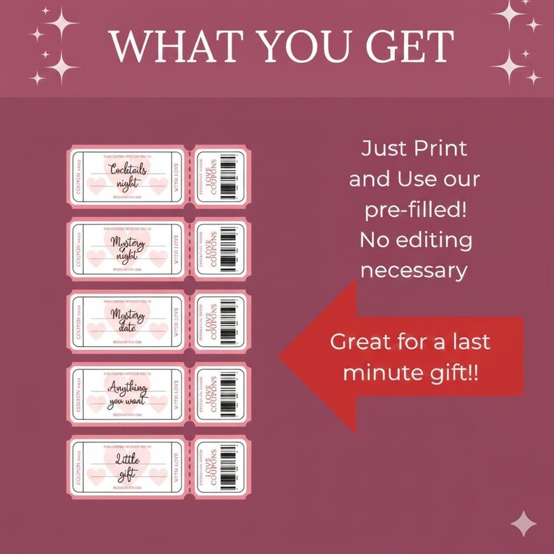 Editable Love Coupon Book Printable | Romantic Ticket Style Couples ...