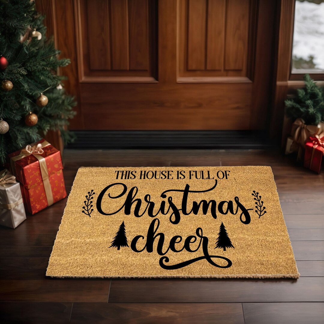 Christmas Cheer Coir Doormat | Rustic Holiday Welcome Mat - Etsy