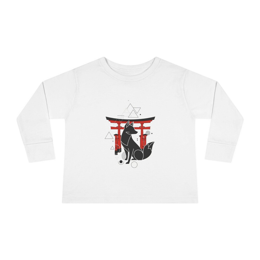 Fox at Torii Gate Toddler Tee | Japanese Kitsune Illustration - Etsy
