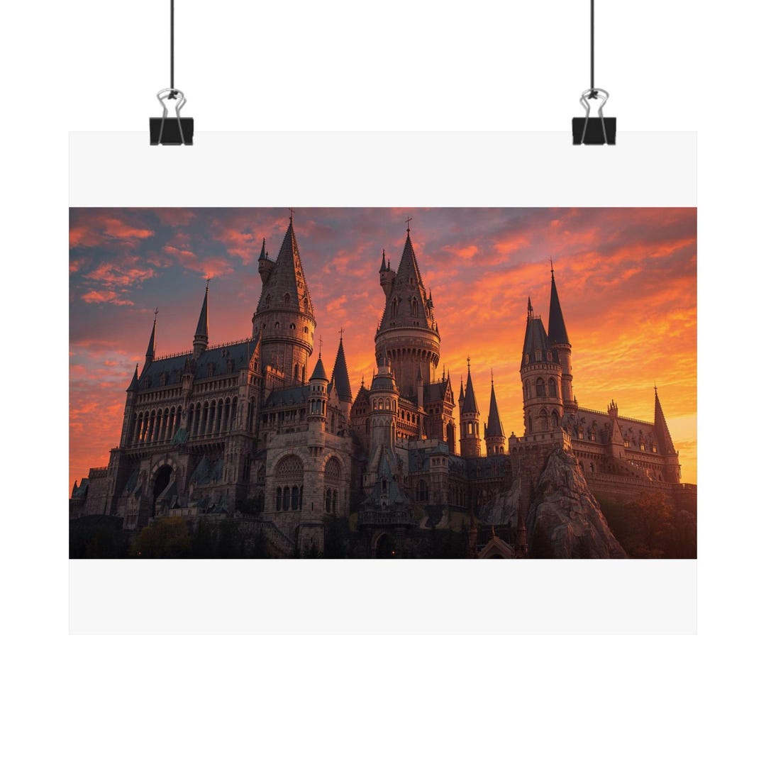 Sunset Castle Matte Horizontal Poster | Fantasy Hogwarts-style ...