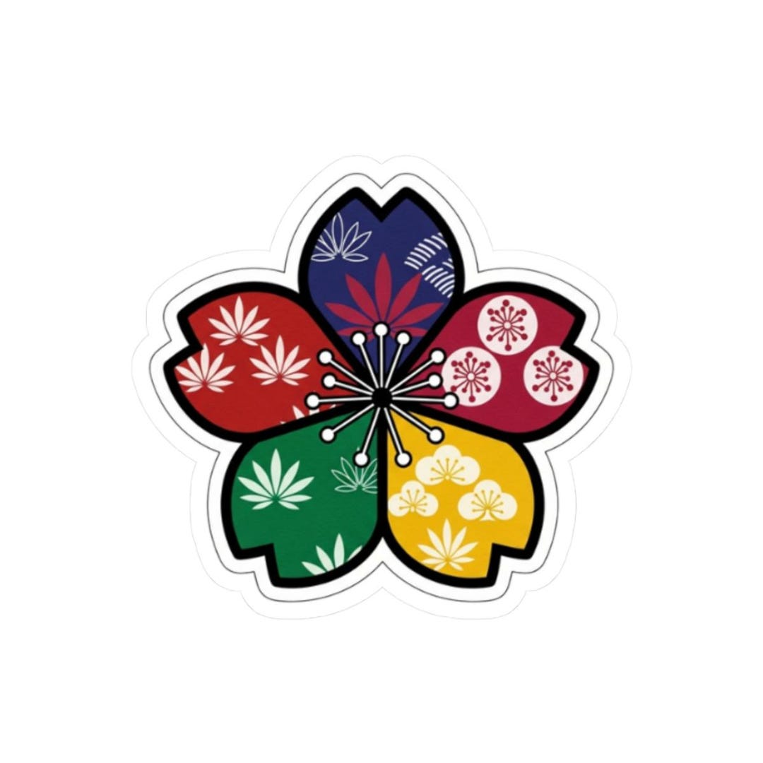 Multicolor Cherry Blossom Sticker | Floral Sakura Kiss-cut Sticker - Etsy