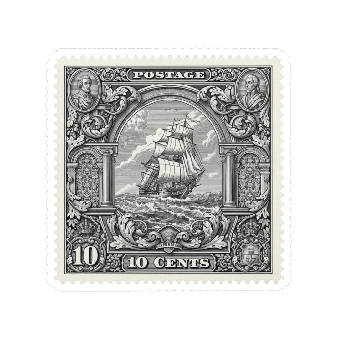 Vintage Sailing Ship Stamp Sticker | Kiss-cut Sticker - Etsy