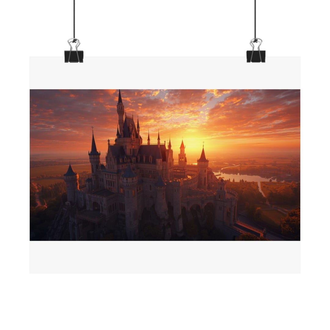 Sunset Castle Matte Horizontal Poster | Fantasy Landscape Wall Art - Etsy