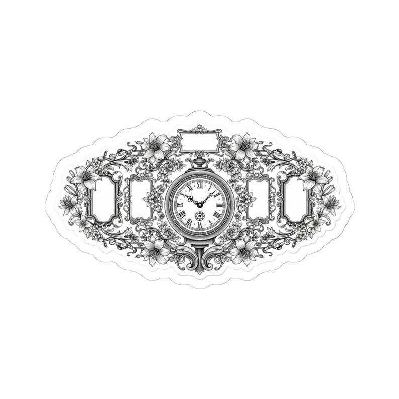 Vintage Ornate Pocket Watch Sticker | Kiss-cut Decorative Clock Sticker ...