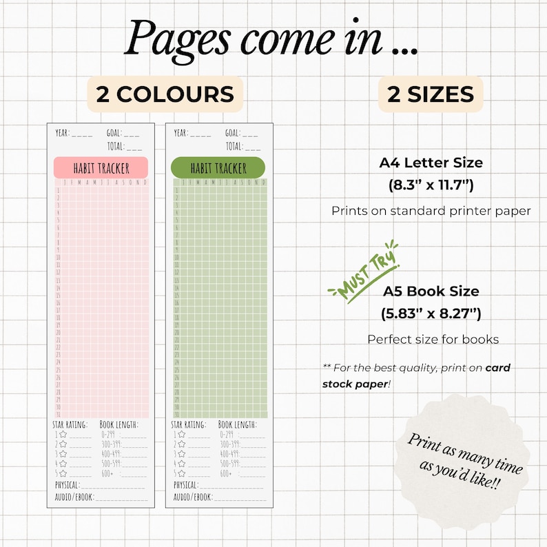 Reading Habit Tracker Bookmark | Printable Bookmark & Daily Log ...