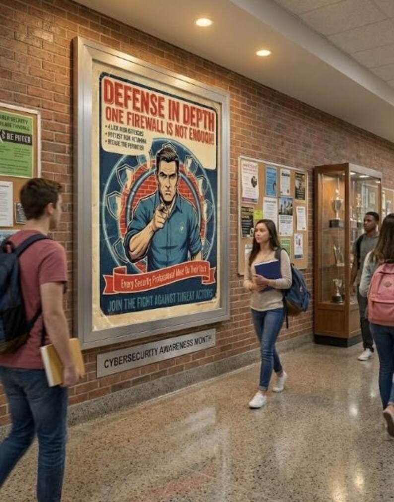 Defense in Depth Security Poster - WW2 Style Cybersecurity Office Art ...