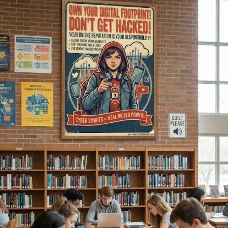 Own Your Digital Footprint Poster | Teen Cybersecurity Awareness | High ...