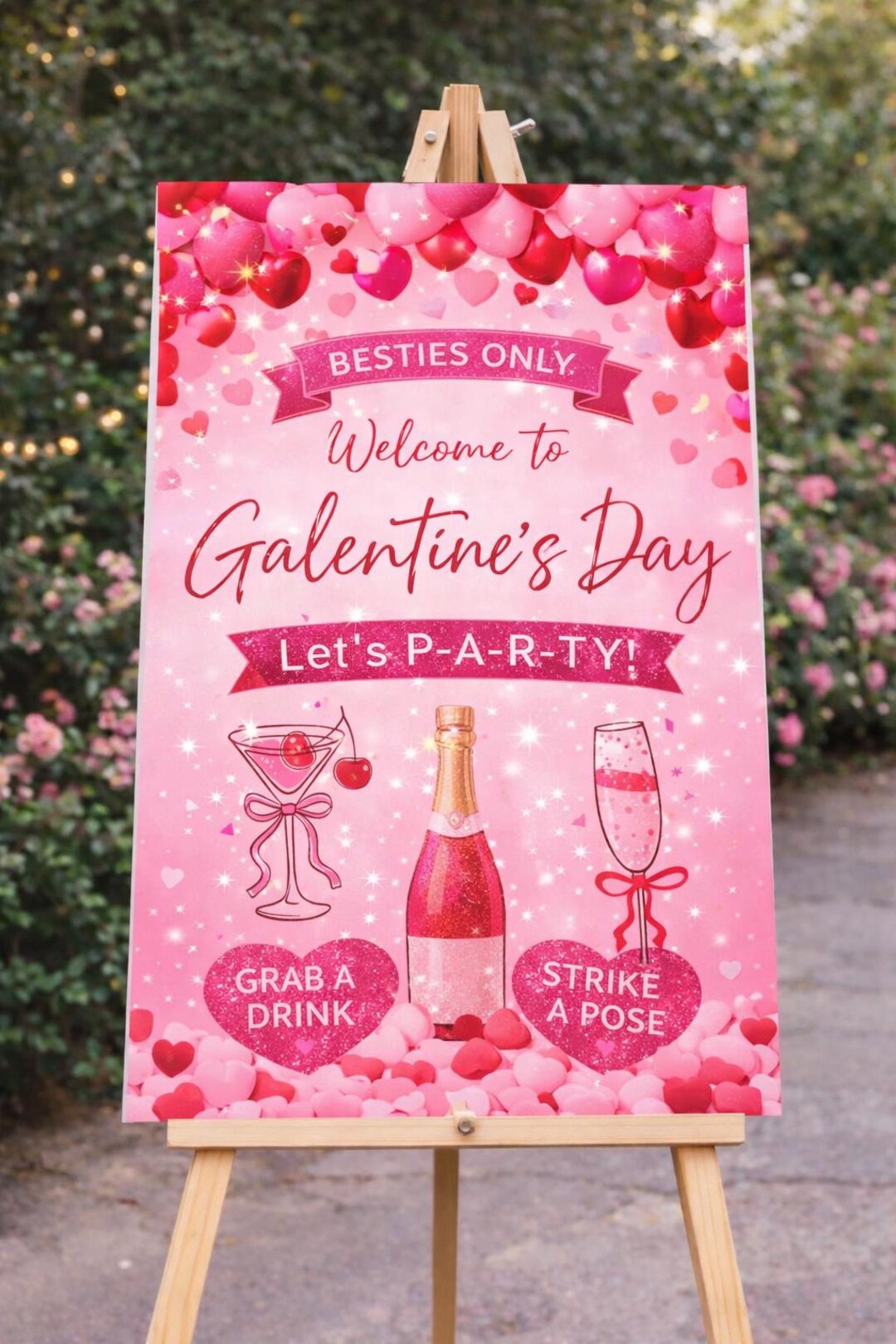 Galentine's Day Welcome Sign, Besties Party Decor (digital Download ...