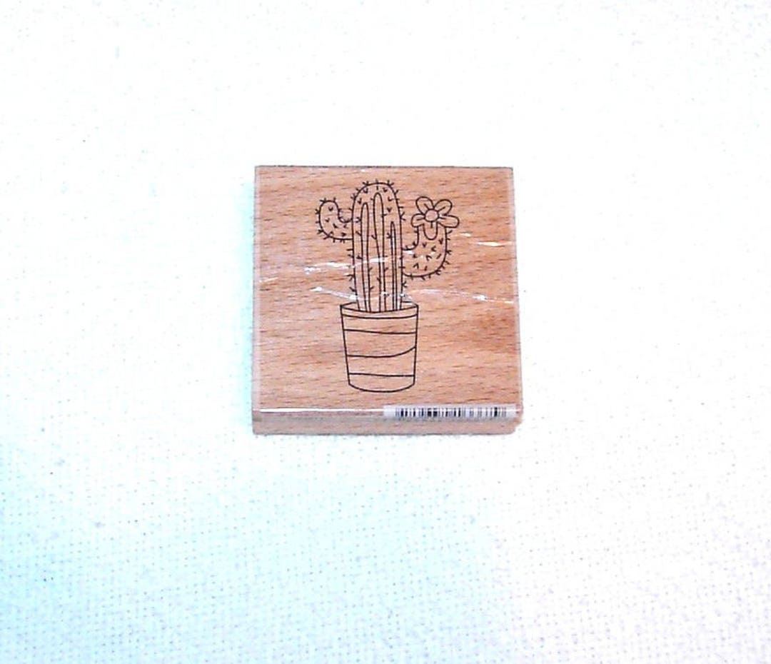Cactus in Pot Mounted Rubber Stamp - Etsy
