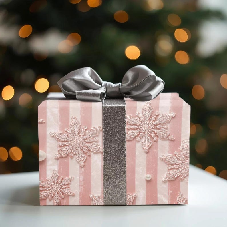 Light Pink Snowflake Wrapping Paper | Luxe Wrapping Paper, Gift Wrap ...