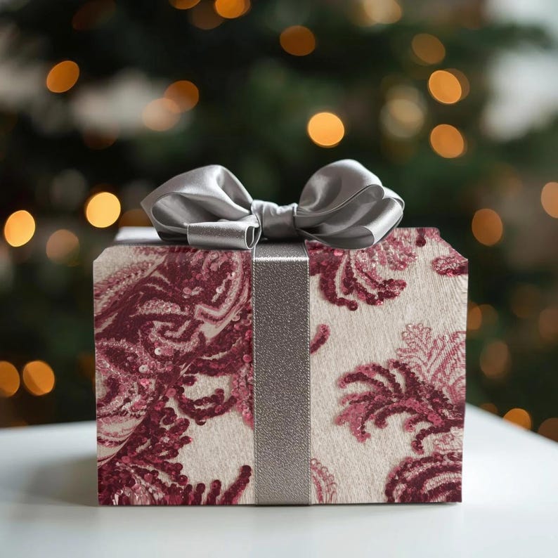 Chinoiserie Enlarged Burgundy Vintage Wrapping Paper, Elegant Gift Wrap ...