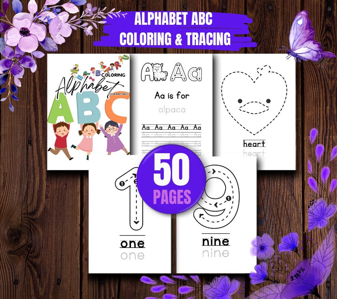 50 Pages Alphabet Tracing, Numbers & Shapes Toddler Coloring Book (PDF ...