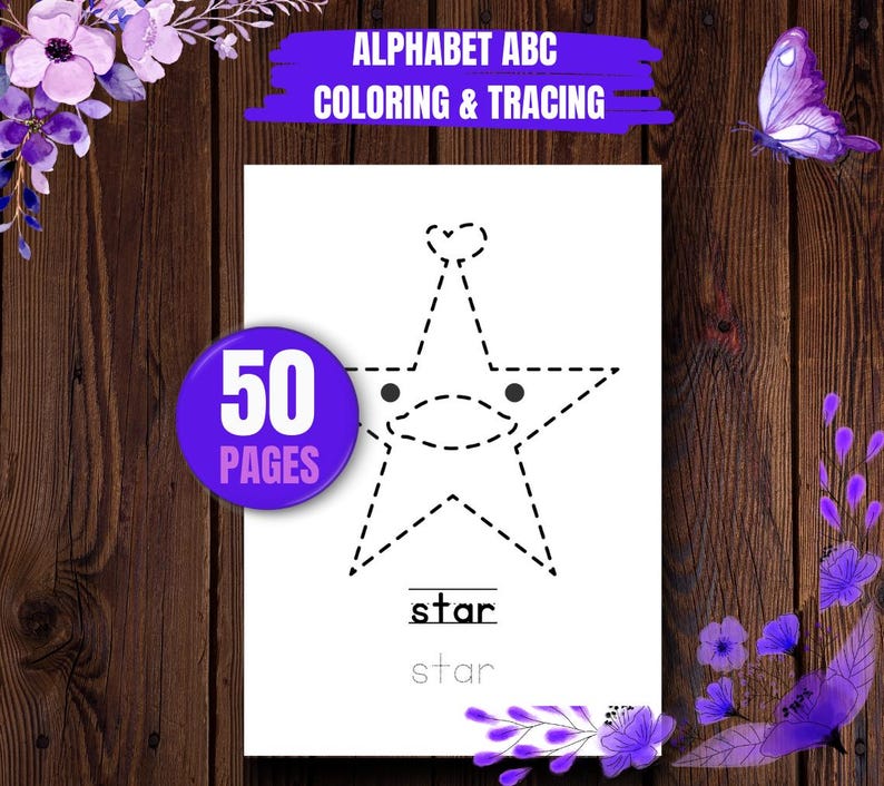 50 Pages Alphabet Tracing, Numbers & Shapes Toddler Coloring Book (PDF ...