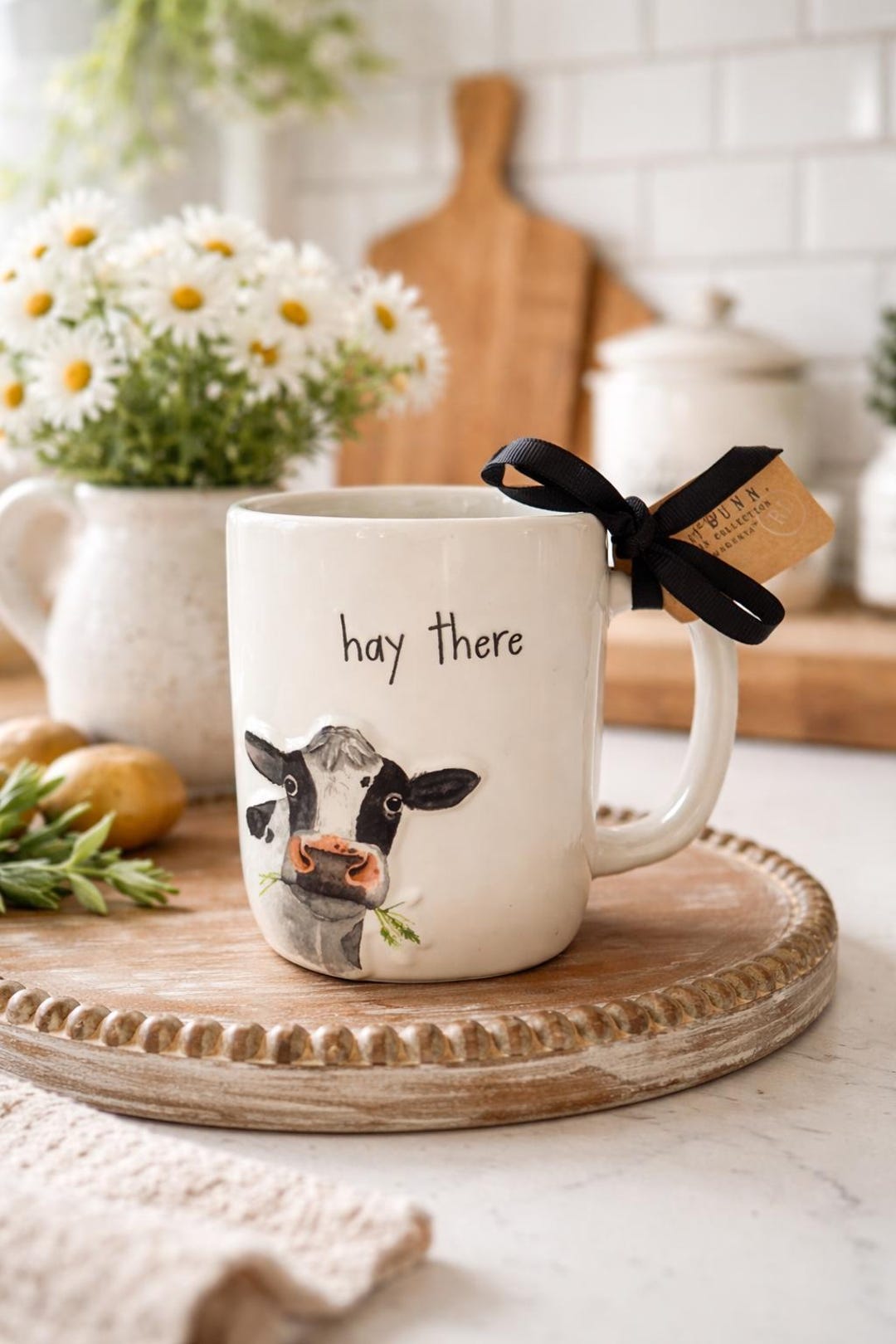 Rae Dunn Hay There Cow Mug | Farmhouse Coffee Cup - Etsy