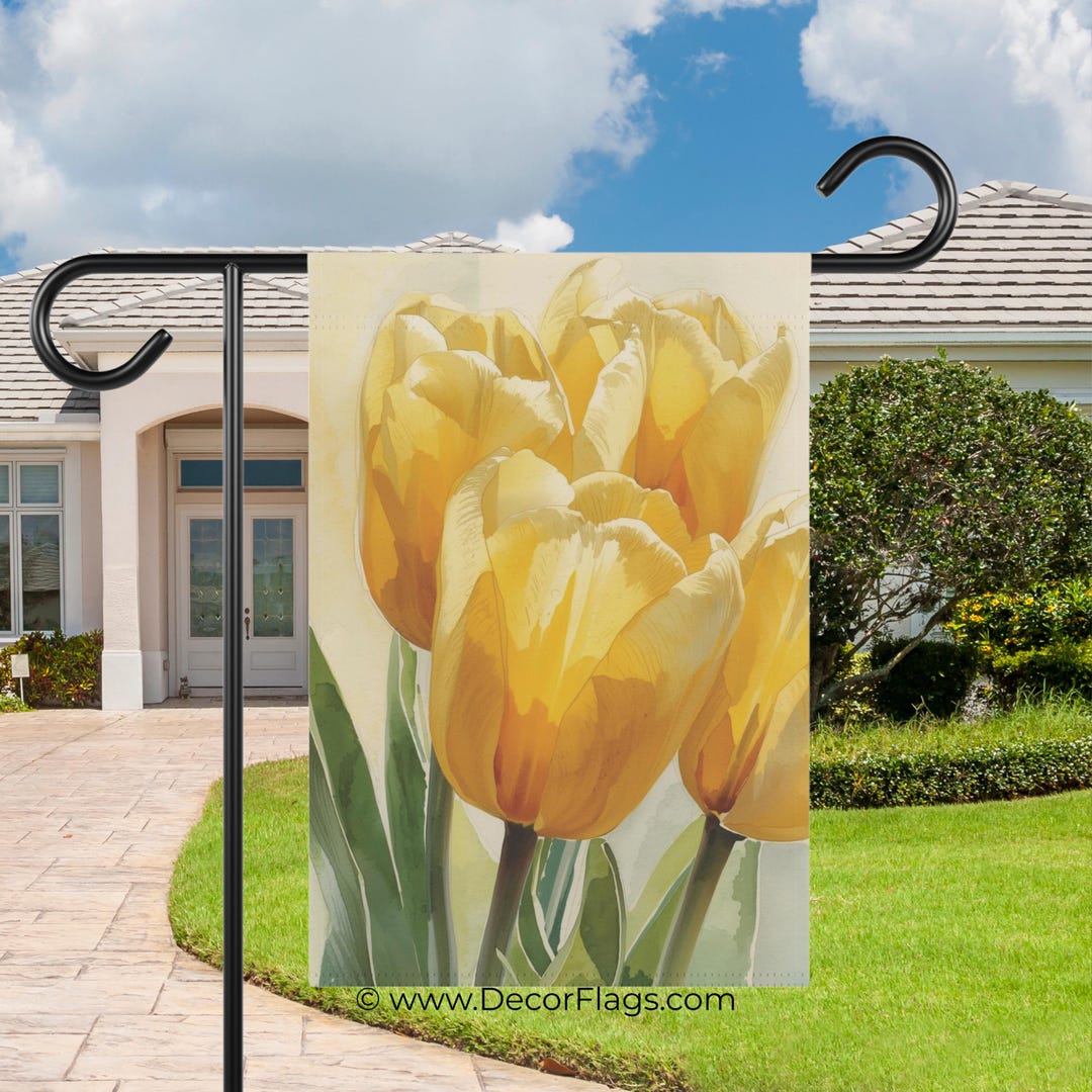 Yellow Tulip Garden Flag, Spring Floral Yard Decor - Etsy