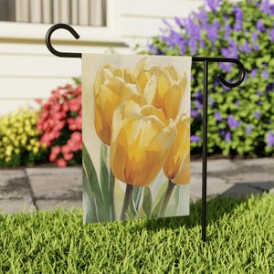 Yellow Tulip Garden Flag, Spring Floral Yard Decor - Etsy