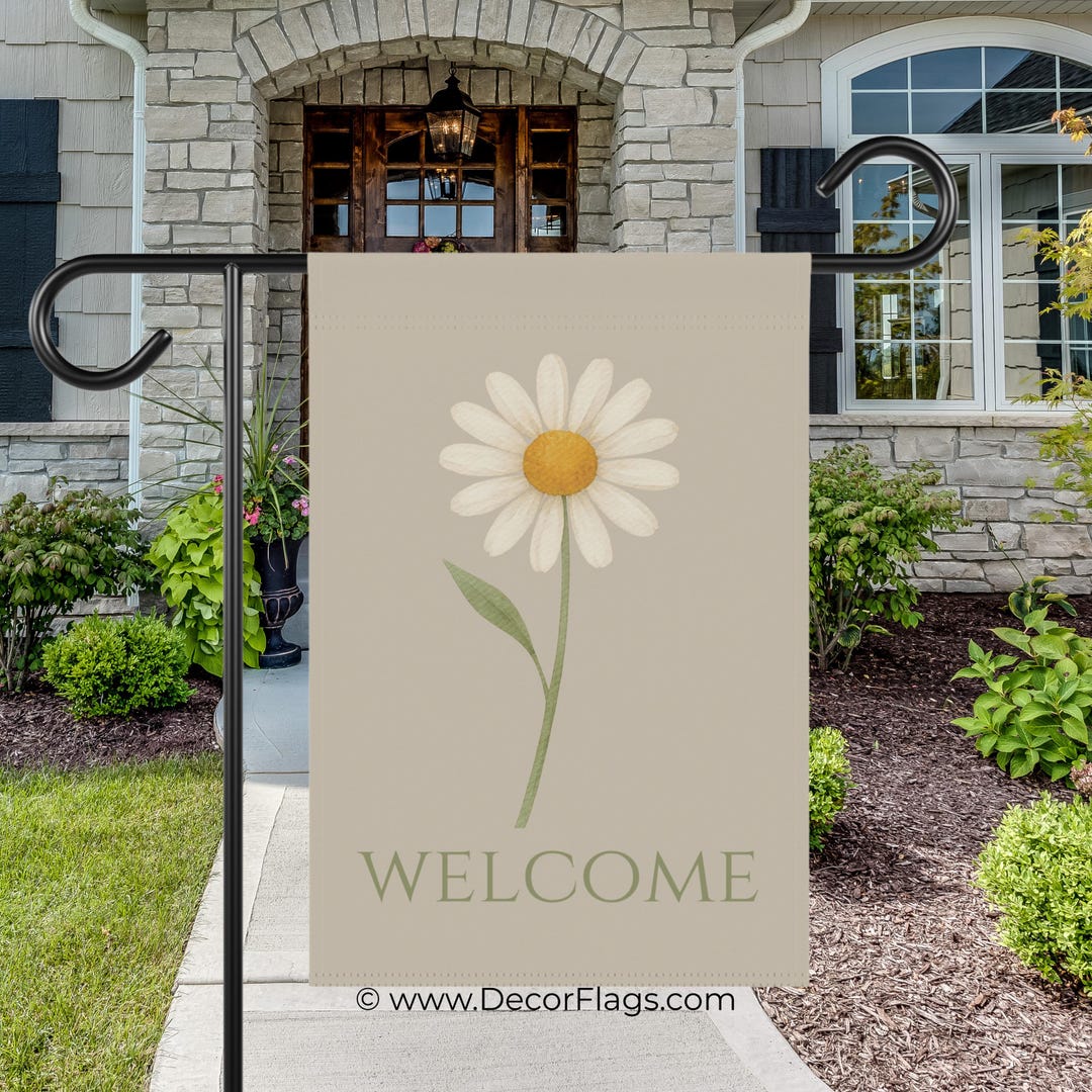 Daisy Welcome Garden Flag | Neutral Floral Entryway Decor - Etsy