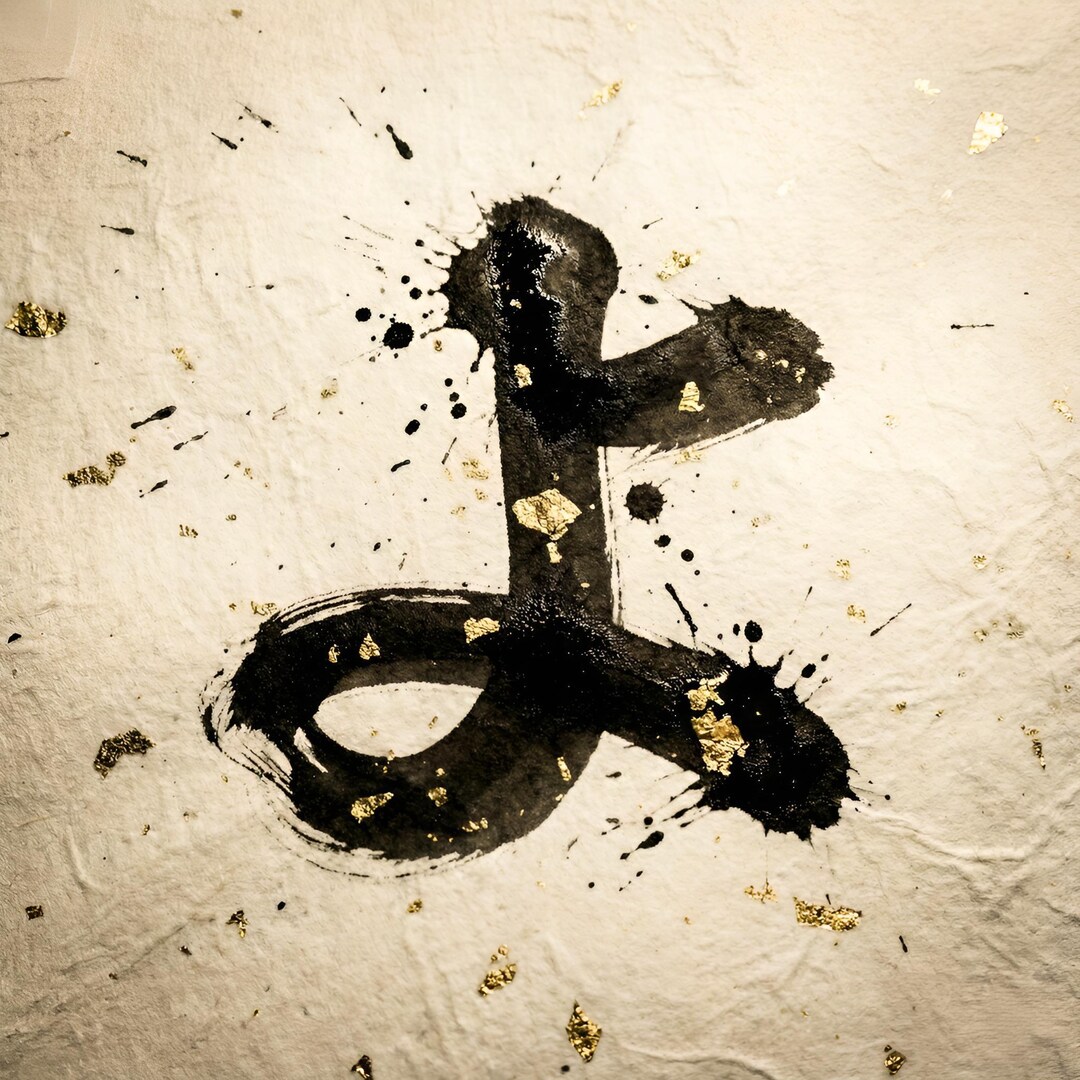 Japanese Hiragana Art "yo" (YO) - Gold & Black Calligraphy Print, Wabi ...