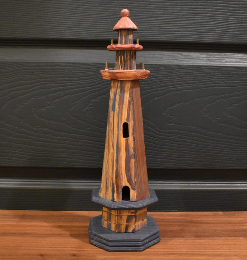 Hand Carved Wooden Lighthouse Art Sculpture - Etsy