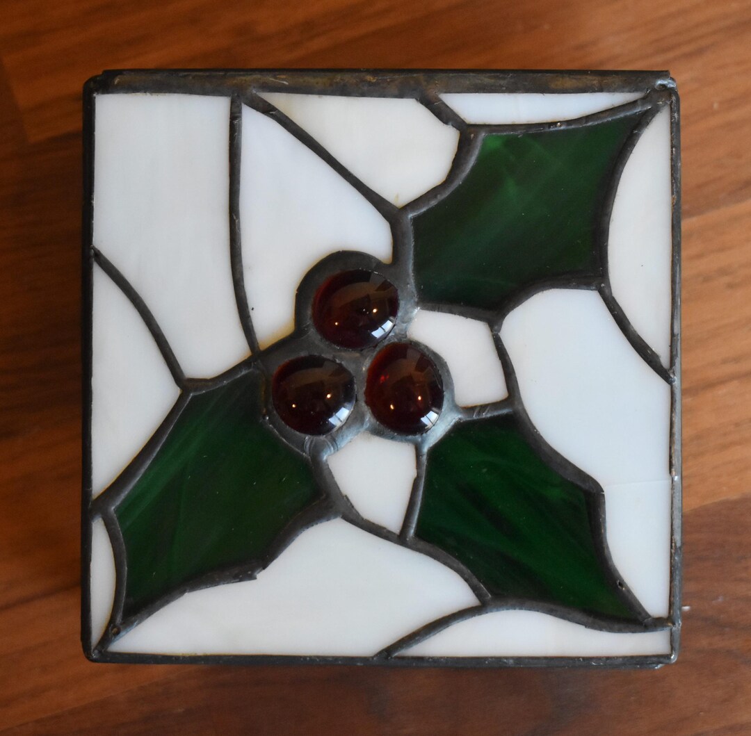 Vintage Stained Glass MUSIC BOX Plays “I Wish You a Merry Christmas” - Etsy
