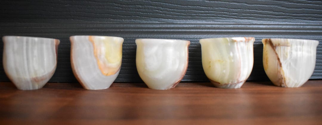 Vintage Onyx Very Small Stone Cups Set of 5 - Etsy