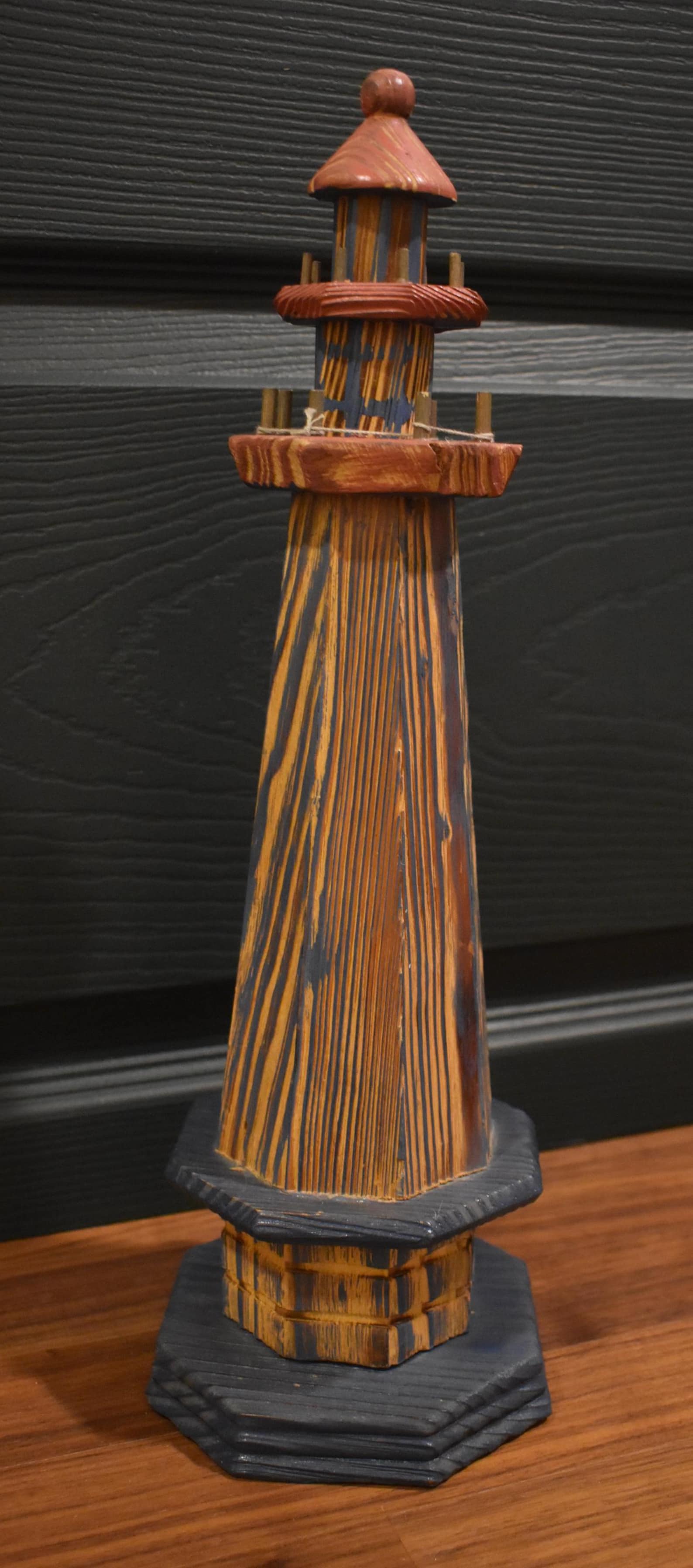 Hand Carved Wooden Lighthouse Art Sculpture - Etsy