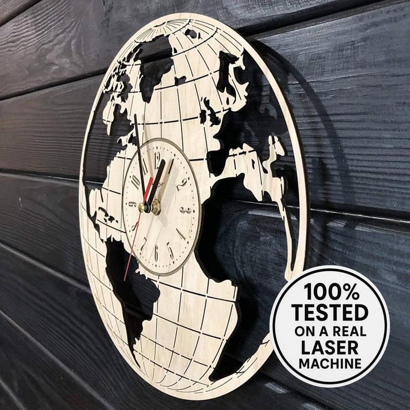 World Map Wall Clock - Etsy