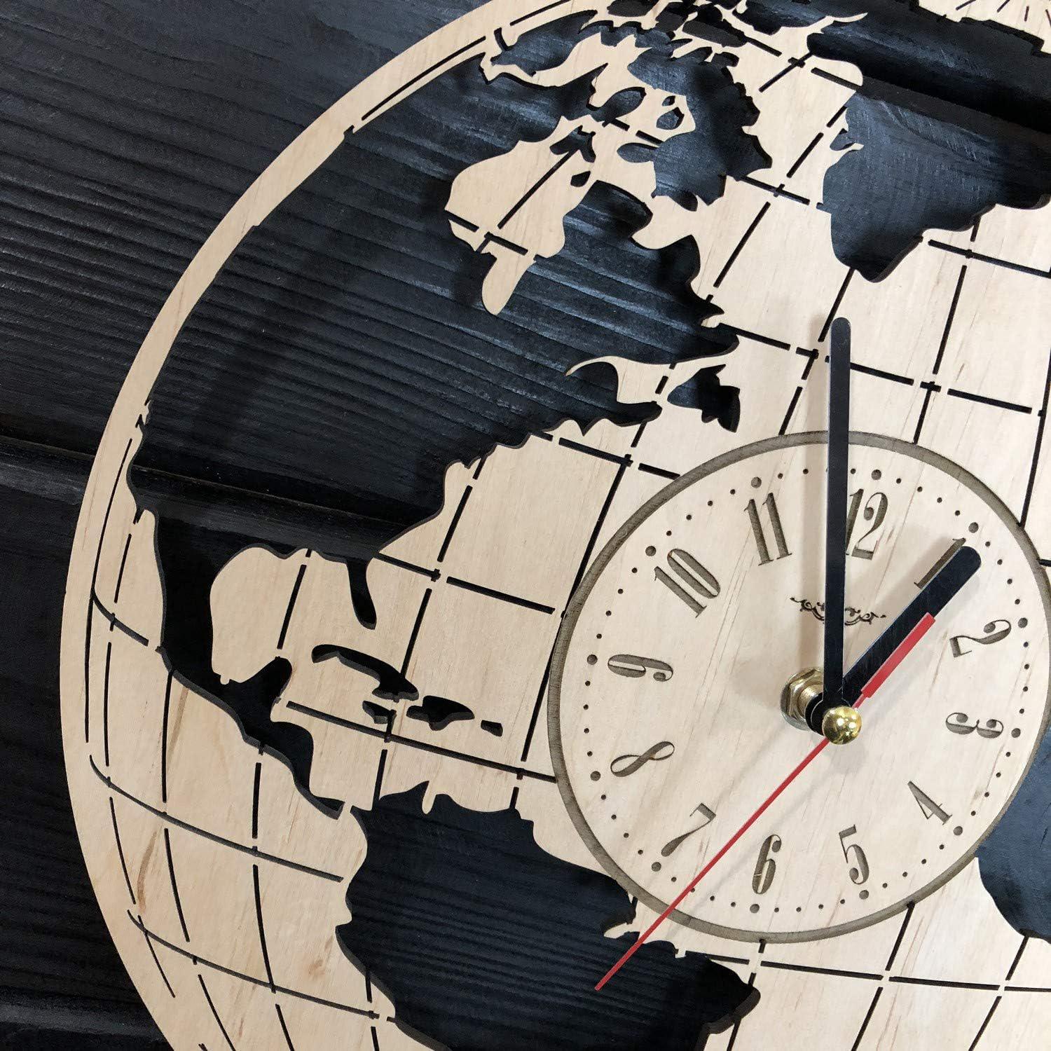 Laser Cut Earth Globe World Map Geography Wall Clock Vector - SVG File ...