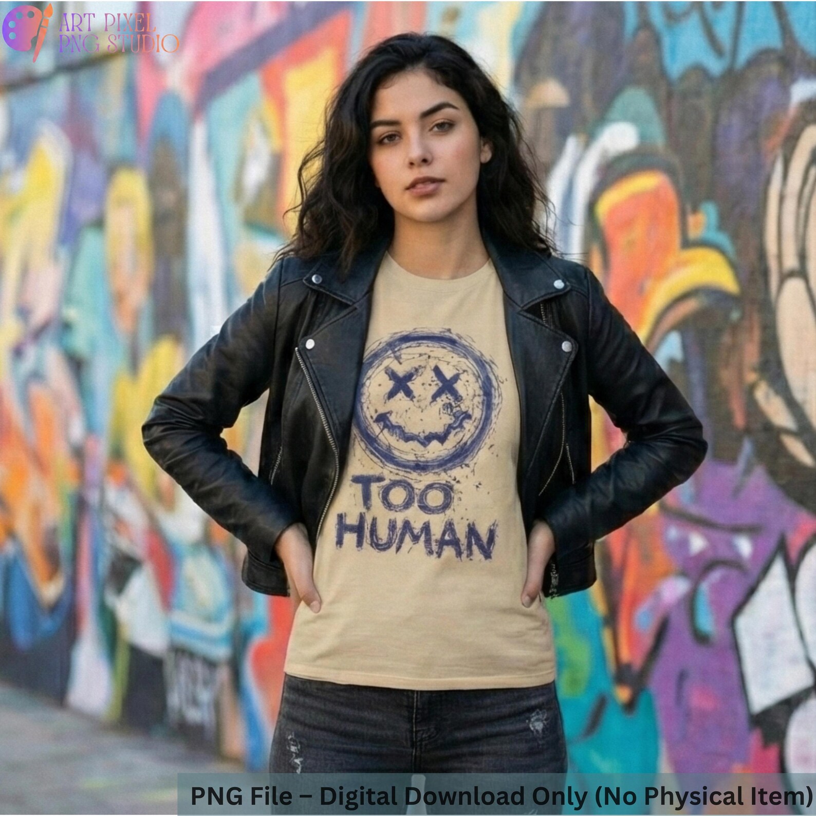 Too Human Smiley Face PNG – Edgy Streetwear Graphic (digital Download ...