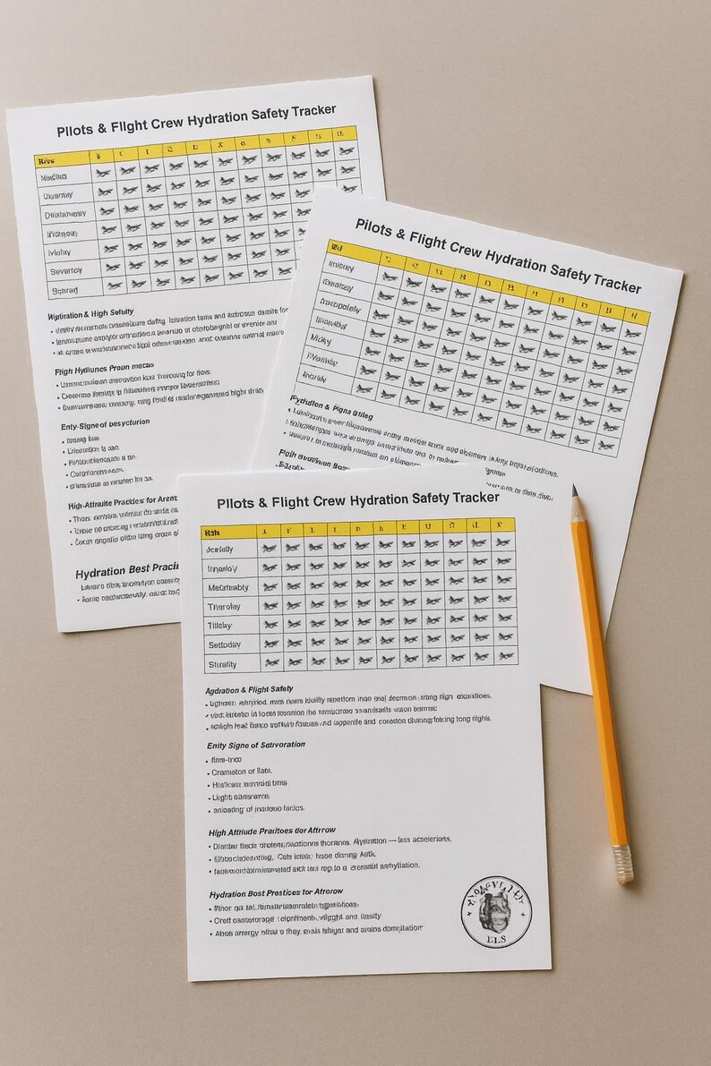 Pilot & Flight Crew Hydration Checklist — Aviation Wellness Printable ...