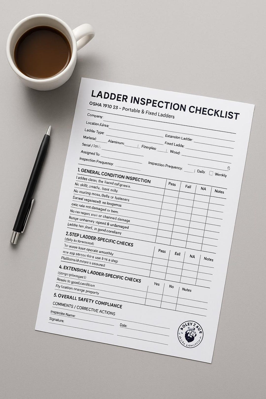 Ladder Inspection Checklist | OSHA Compliant PDF | Digital Download ...