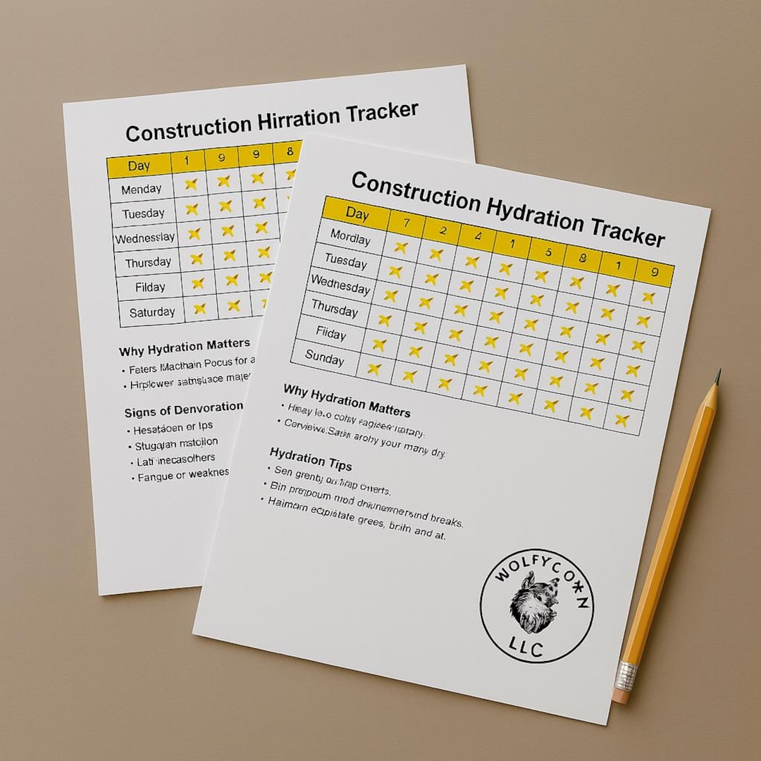 Construction Hydration Tracker • Hammer Icon Safety Log (instant ...