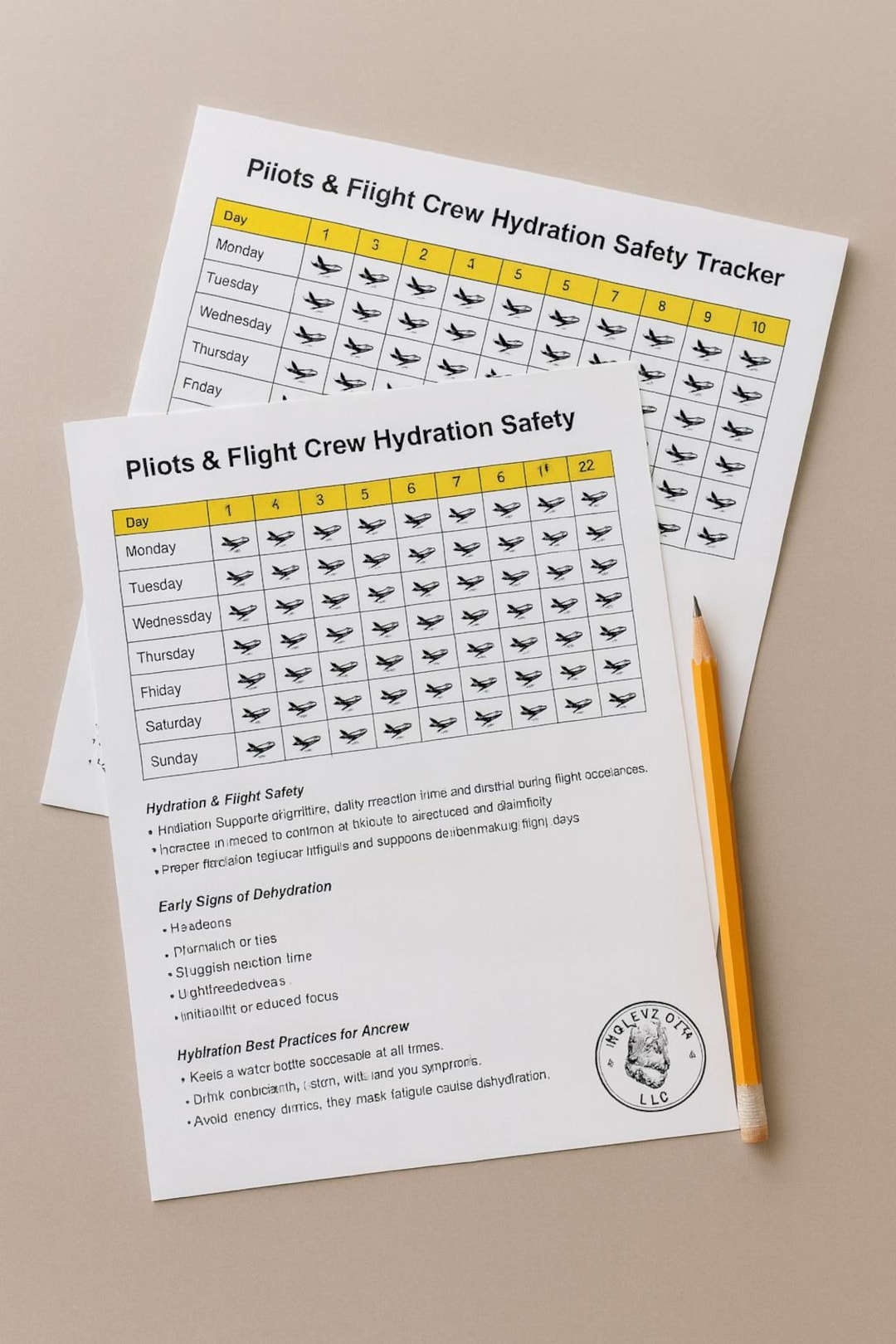 Pilot & Flight Crew Hydration Checklist — Aviation Wellness Printable ...