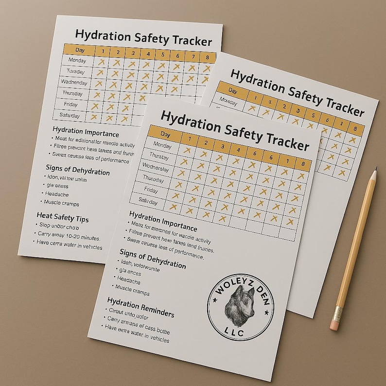 Construction Hydration Tracker Printable • Hammer Icon Safety Checklist ...