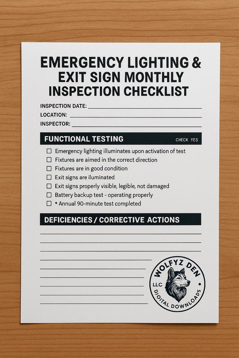 Emergency Lighting & Exit Sign Inspection Checklist | OSHA NFPA ...