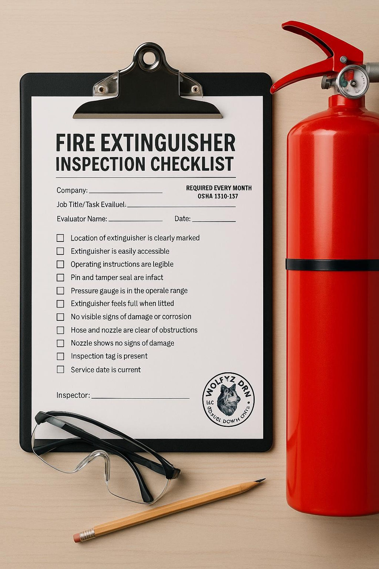 Fire Extinguisher Inspection Checklist | OSHA Monthly Safety Log (PDF ...