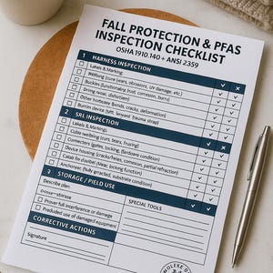 Fall Protection and PFAS Inspection Checklist |OSHA | ANSI - Etsy