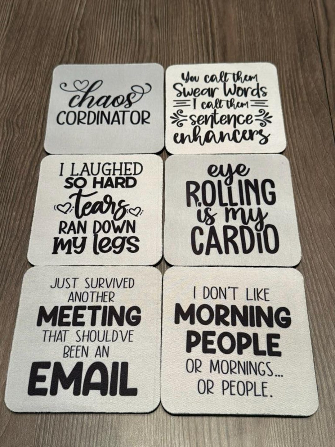 Funny Work Humor Rubber Coasters- Set of 6 - Office Gift- Sarcastic ...
