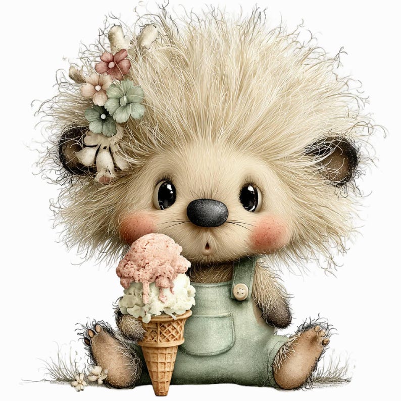 45 Summer Hedgehog Clipart - Whimsical Animal Png (instant Download PNG ...
