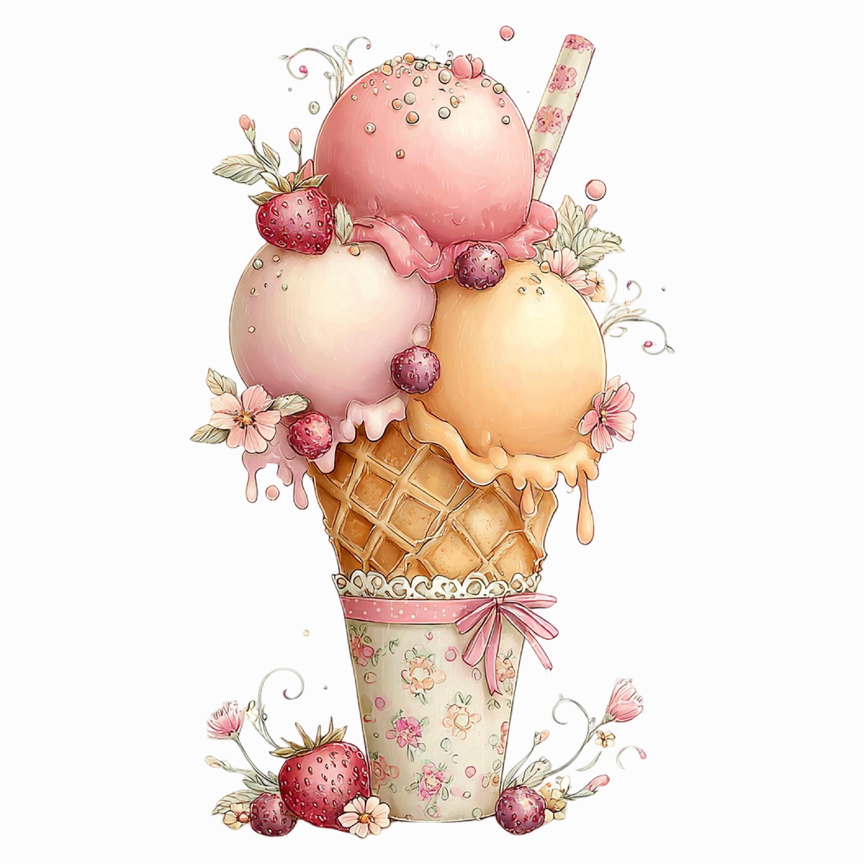 Summer Treats Ice Cream Clipart, Watercolor Dessert Bundle (digital ...
