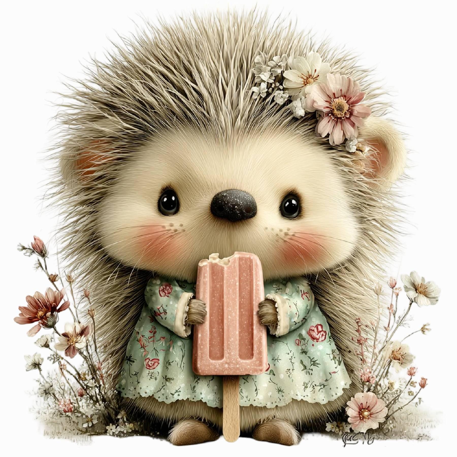 45 Summer Hedgehog Clipart - Whimsical Animal Png (instant Download PNG ...