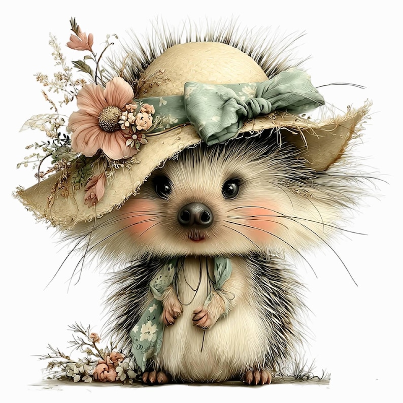45 Summer Hedgehog Clipart - Whimsical Animal Png (instant Download PNG ...