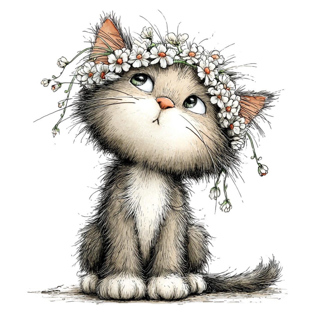 Watercolor Cat Clipart Bundle: 41 Floral Spring Designs (digital ...